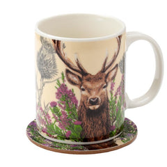 Wild Stag Porcelain Mug & Coaster Set – Scotland's Bothy