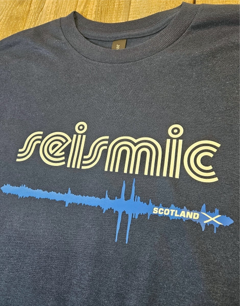Seismic Scotland Saltire Wave T-Shirt NAVY (Adult) – Scotland's Bothy